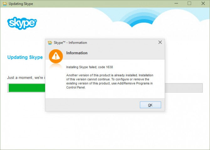 Fix Installing Skype Failed With Error Code 1638 Fix Installing Skype Failed With Error Code 1638