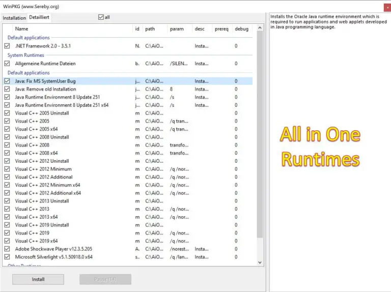 All In One Runtimes: Install All Required Runtimes At Once In Windows 10