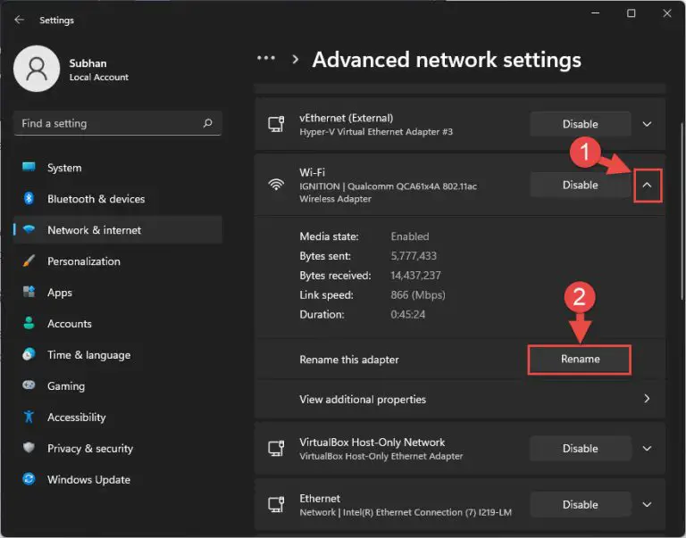How To Change Network And Network Adapter Names In Windows 11