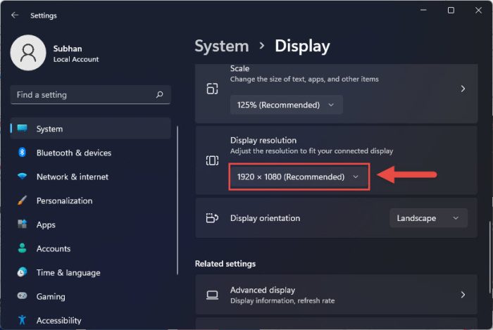 How To Change Screen Resolution And DPI Scaling In Windows 11