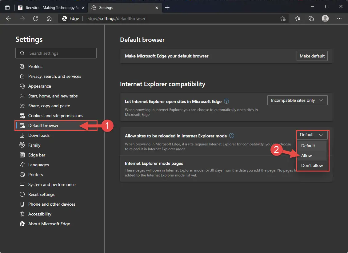 Microsoft Edge Compatibility Mode