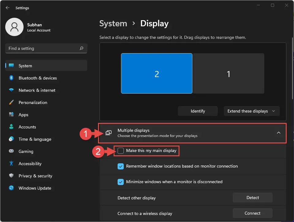 3 Ways To Change Primary Monitor In Windows 11/10