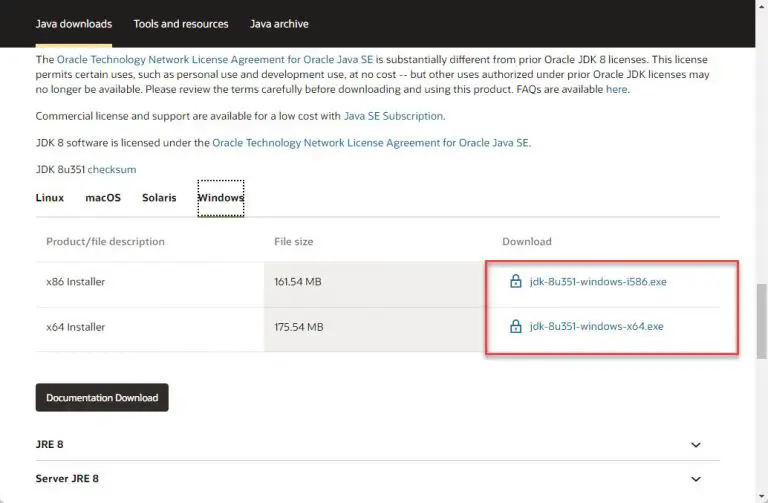 Download Java 8 Update 351 (Offline Installers)
