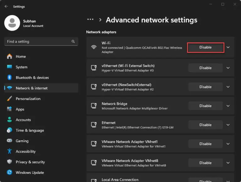 5 Ways To Disable, Enable, Or Restart Network Adapter In Windows 11 (Ethernet And Wi-Fi)