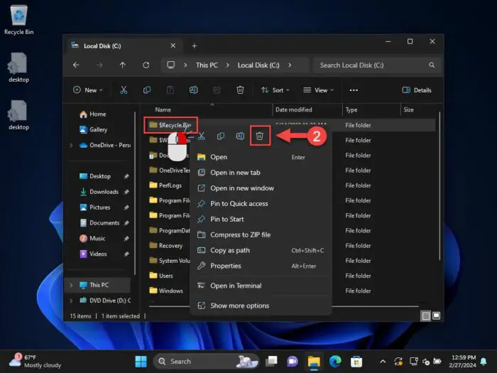 How To Delete/Empty The Hidden Recycle Bin ($RECYCLE.BIN) Folder On Windows