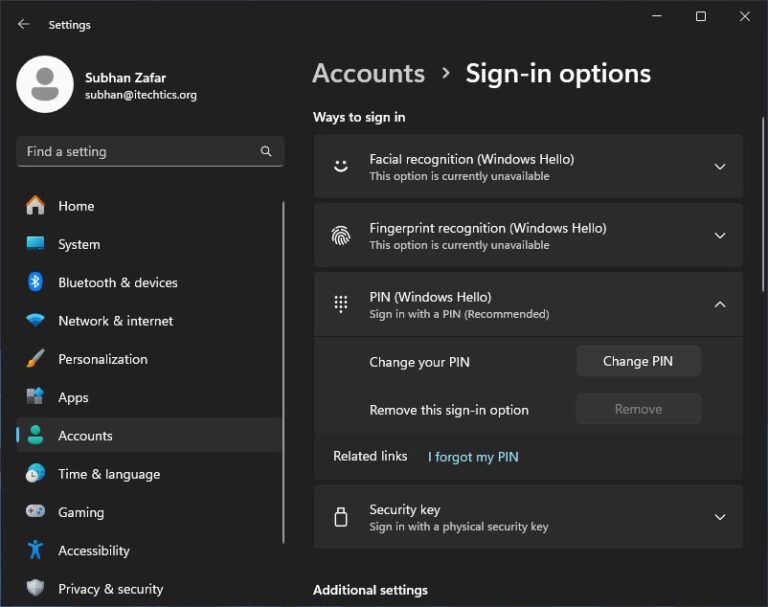 How To Fix The "Remove" PIN Option Grayed Out Issue In Windows