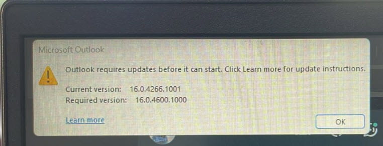 Easy Fix For "Microsoft Outlook Requires An Update Before It Can Start ...