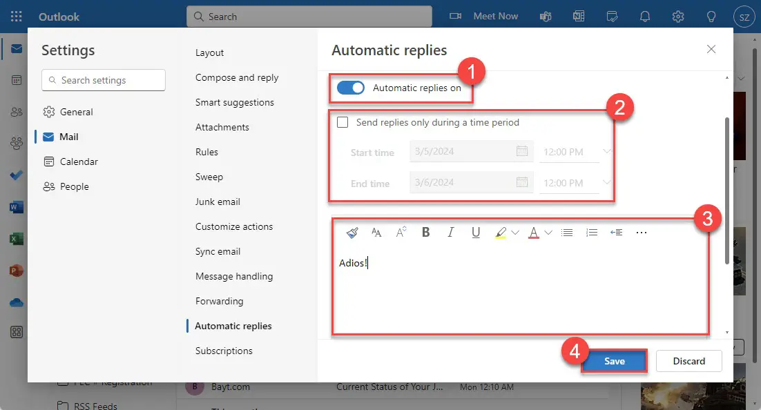 How To Schedule Emails And Automatic (Out Of Office) Replies In Outlook